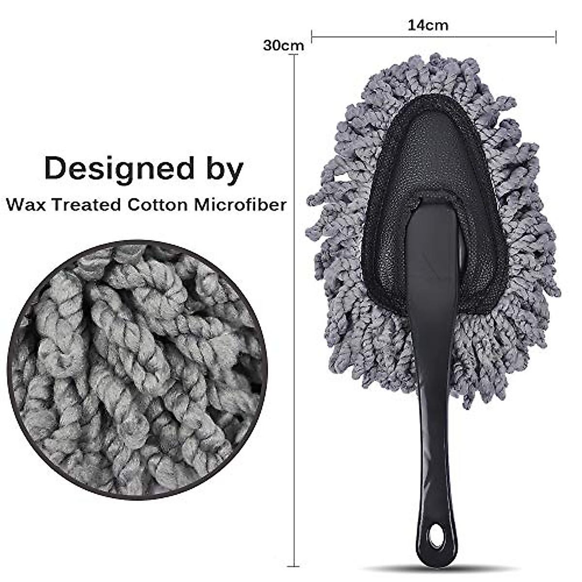 eFuncar Detailing Brush Set - 5 Sizes Premium Natural Boar Hair Detail Brushes, 1 Soft Microfiber Car Dash Duster Brush, Boar Hair Detail Brush Set with Car Microfiber Duster Interior Exterior for Car