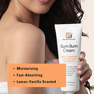 Bum Bum Cream with Lemon Vanilla Scent 2-in-1 Skin Care Cellulite Cream and Massage Lotion - Non-Greasy Skin Tightening Cream for Firm Butt, Belly & Thighs with Cupuaçu Collagen and Caffeine - 8 Fl Oz