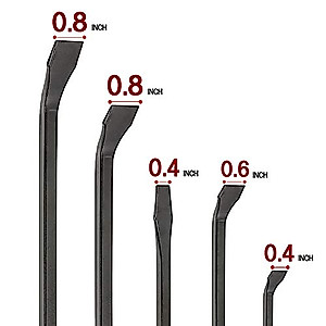 RIMKOLO Pry Bar Set, 5-Piece Heavy Duty Pry Bars with Thicker Strike Caps, Mechanic Hand Tools for Automotive, Demolition, Nail Puller, Crowbar