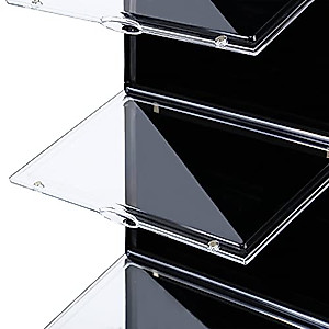 Yunge Drop Front Shoe Box,Set of 6, Stackable Plastic Shoe Box with Clear Door,Shoe Organizer for Display Sneaker, Easy Assembly,Fit up to US Size 14(11.02"x 13.97" x 8.66") Black