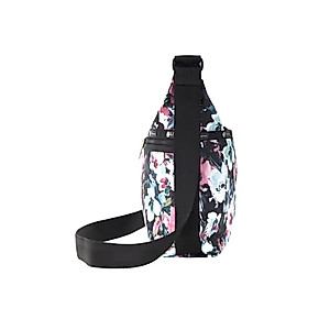 LeSportsac Sweet Petals Large Hobo Crossbody Bag, Style 3710/Color E457, Romantic Modern Watercolor Inspired Floral, Artfully Arranged Flower Blooms in Raspberry, Navy, Aqua & White, Large Carryall