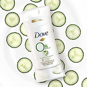 Dove 0% Aluminum Deodorant Stick Non irritating for Underarm Care Cucumber and Green Tea, 2.6 Oz