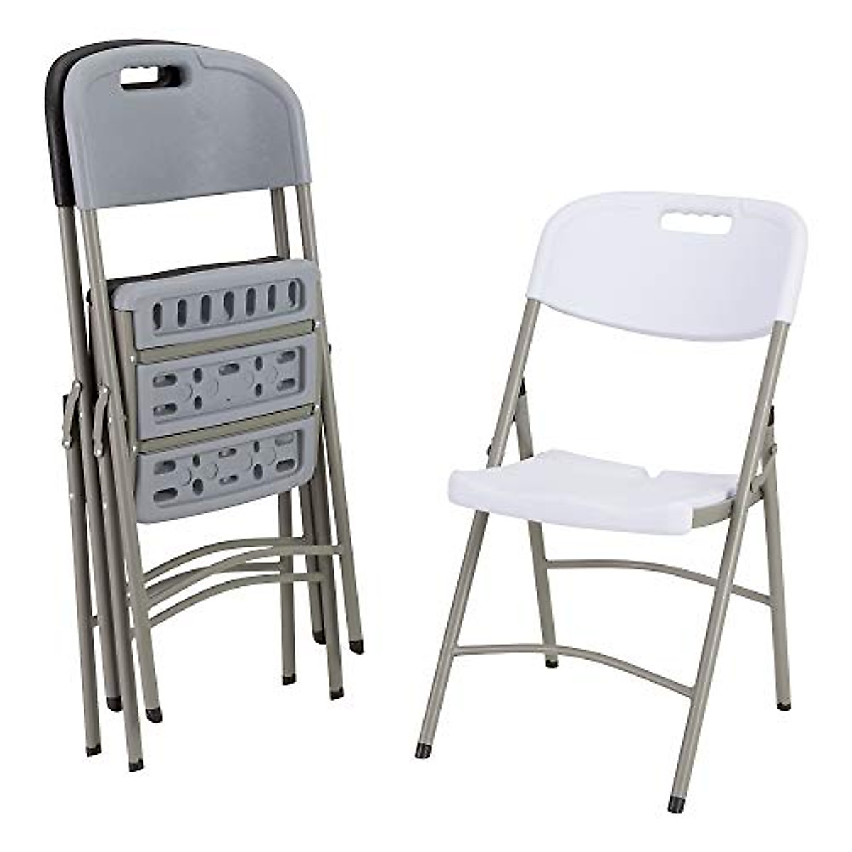 Norwood Commercial Furniture Blow-Molded Plastic Folding Chairs for Indoor/Outdoor Events, Commercial Event Chairs with 400-lb. Weight Capacity, Set of 4, White