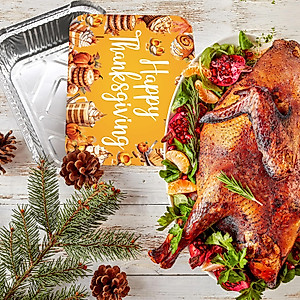 WorldBazaar Thanksgiving Aluminum Containers with Lids 36PCS Thanksgiving Leftover To Go Containers Disposable Fall Turkey Foil Pans Food Sacks Storage Thanksgiving Party Supplies