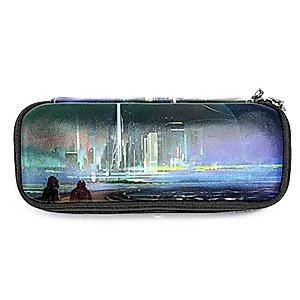 in The Style of Cyberpunk Leather Pencil Case Pen Bag with Double Zipper Stationery Bag Storage Bag for School Work Office Boys Girls