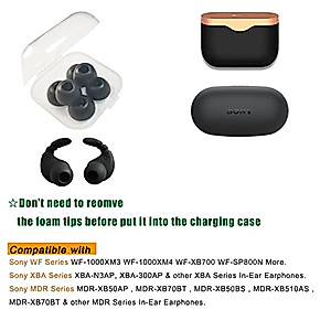Luckvan Ear Tips for Sony WF-1000XM3/WF-1000XM4 Earhook Replacement Memory Foam Earbuds Tips for Sony WF-1000XM4 WF-XB700 WF-SP800N WF WI XBA Etc. Black 3 Pairs LMS