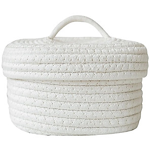 Amosfun Basket Cotton Rope Woven Basket Multi-Functional Household Woven Container Nordic Style Storage Basket Hamper