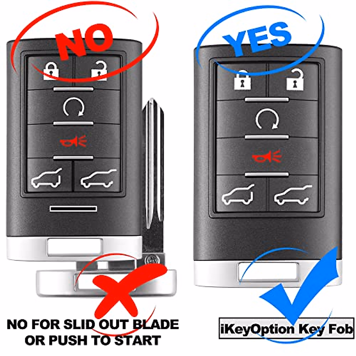 FCC ID: OUC6000066, 315 MHz 6 Buttons Compatible with Cadillac Escalade ESV EXT 2007-2014/Smart Keyless Entry Remote Fob (Pack of 1)