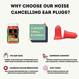 The Ear Buddy Premium Soft Foam Ear Plugs for Sleeping Noise Cancelling, Hearing Protection Earplugs for Shooting Range, Concerts, Work & Travel, Noise Reduction Rating 32 Decibels, 50 Pairs