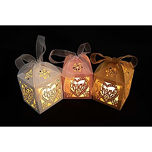 Elephant-package 25 Pcs Laser Cut Boxes (Gold), Bridal Shower Favor Boxes with Ribbon, Thank You Lace Candy Boxes, Party Favor, Wedding, Anniversary