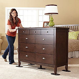 Super Sliders 9 1/2" x 5 3/4" Reusable XL Heavy Furniture Moving Sliders for Carpet, Hardwood, Linoleum, Tile, 8 Bonus 1" Self Stick Sliders, Beige (16 Pieces)