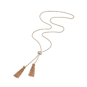 Tassel Pendant Lariat Y Necklace Long Snake Chain Necklaces with Adjustable Crystal Slider Ball