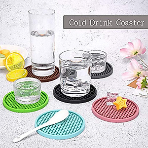 ME.FAN Silicone Coasters [6 Pack] Thickened Drink Coasters with Holder - Cup Mat - Non-Slip, Non-stick, Stay Put, Deep Tray - Prevents Furniture and Tabletop Damages(Black)
