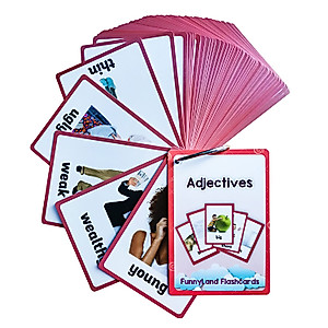 Lilias Verbs/Adjectives/Prepositions Flash Cards, English Words Learning Pocket Card for Toddlers, Toddler Learning Toys, Learning Supplies for Kindergarten Preschool, 3 Themes Set