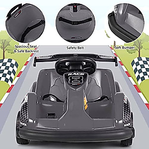 Electric Go Kart for Kids, 6V Battery Powered Ride On Cars w/Remote Control, Safety Belt, Slow Start, Music, 4 Wheeler Electric Vehicle for Kids, Ride On Go Cart for Kids (Black)