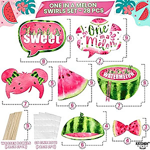KatchOn, One in A Melon Photo Props - Pack of 28, Watermelon Photo Props, Watermelon Decorations | One in A Melon Party Decorations for Watermelon Birthday Decorations | Watermelon Photo Booth Props