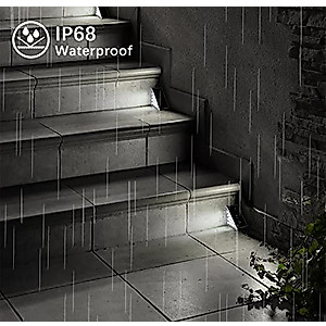 YHXGLJDKA LED Solar Step Lights Outdoor Stair Lights, 6-Pack Wireless Security Lights Auto ON/Off, IP67 Waterproof Lights for Garden Backyard Garage Stair Step(Warm White)