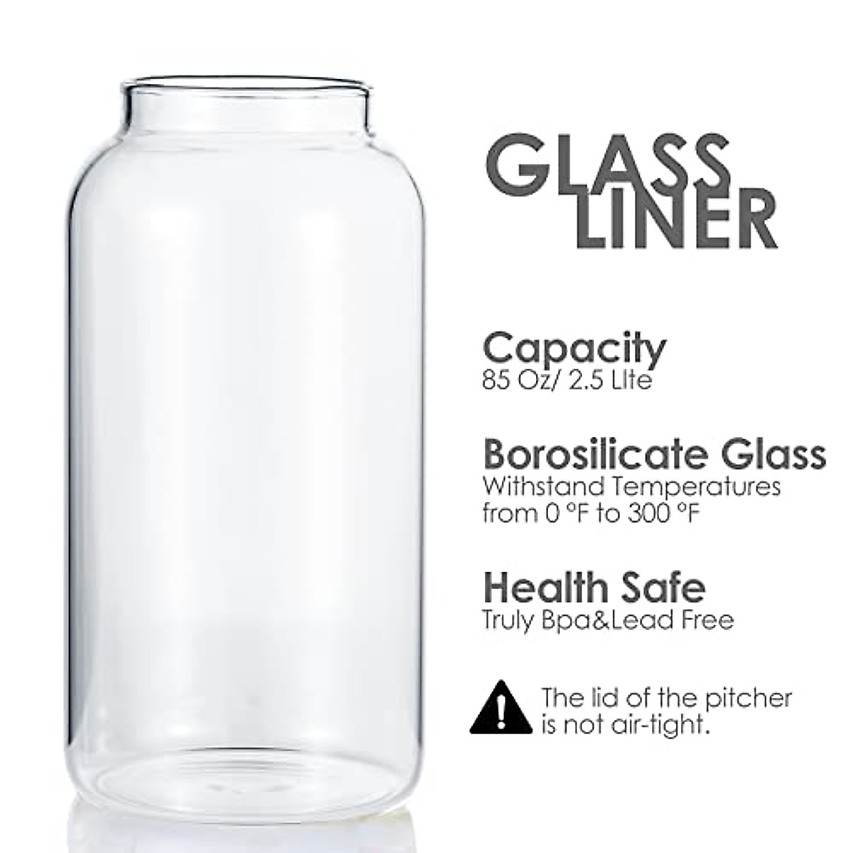 Delove 85oz/2.5 Liter Glass Water Pitcher with Lid and Shatterproof Shell - Iced Tea Pitcher&Carafe - Heat Resistant Glass Jug Water Carafe with Handle for Juice, Cold or Hot Beverages -Green