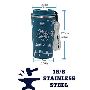 GEMFUL Travel Coffee Mug 17 oz Tumbler Gifts Screw Top Termos Fits in Car Cup Holder for Lover Female or Male