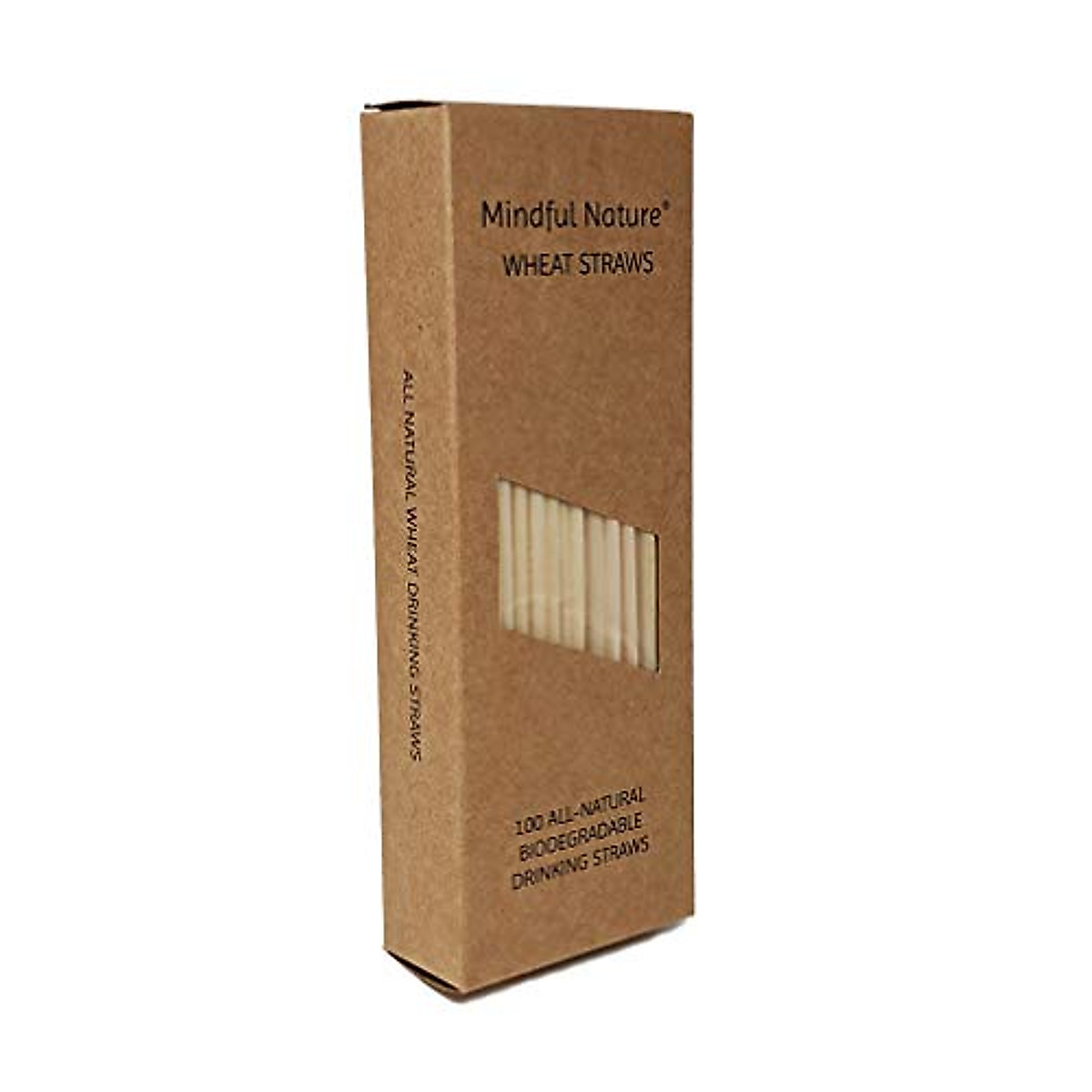 Mindful Nature® Wheat Straws - 100 All-Natural Drinking Straws - Single use, Disposable, Biodegradable, and Compostable