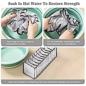 3PCS Drawer Organizer Underwear Closet Divider Women 6,7 and 11 grids for Clothes Storage Organization, Dresser, Drawer and Closet Organizers for: Underwear, Bra, Sock, & More, PSL-S13, Gray