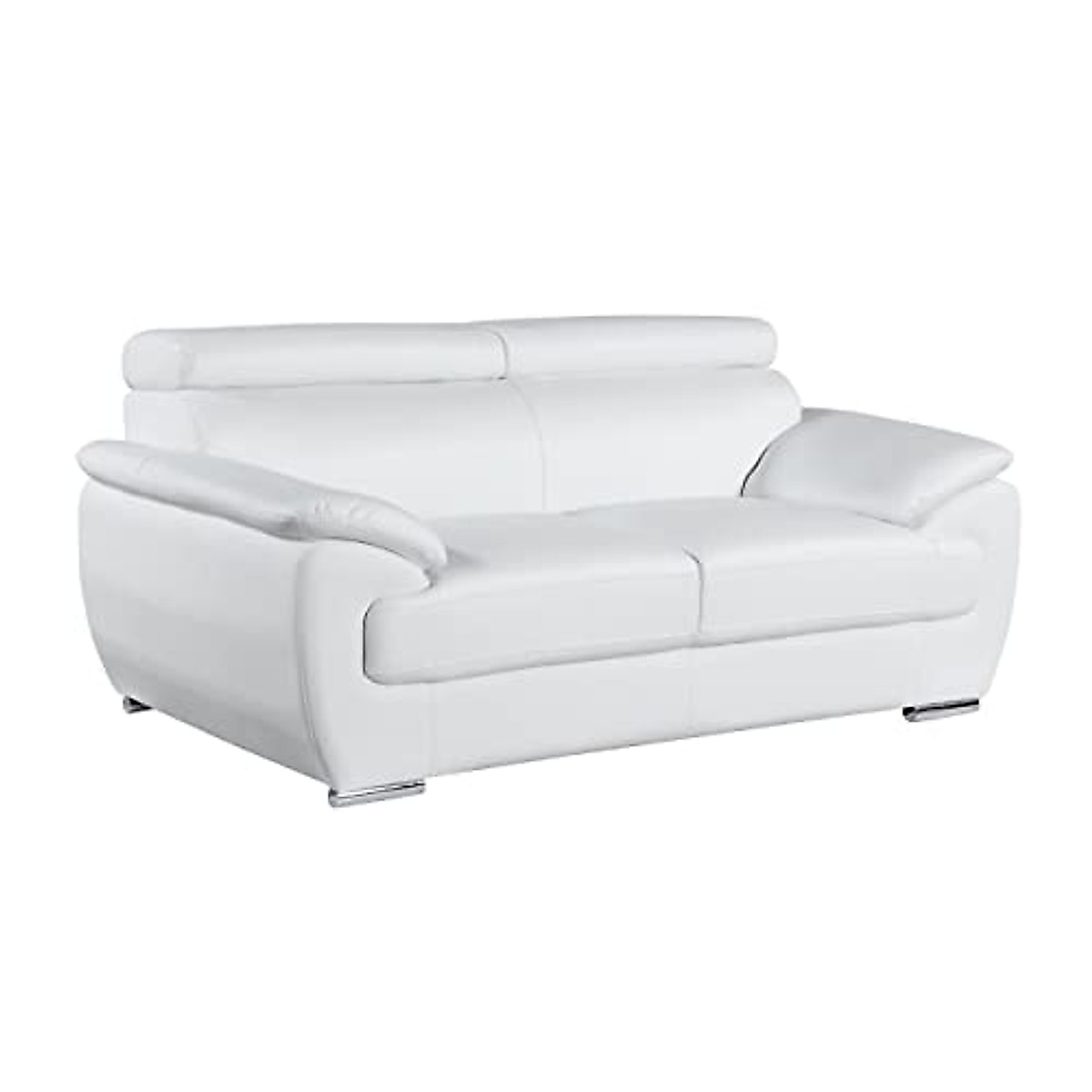 Blackjack Furniture 4571 Veal Collection 2 Piece Genuine Leather Sofa Set for Living Room, Modern Couch and Loveseat with Lumbar Support and Large Adjustable Headrests, 2+3 Seater, White
