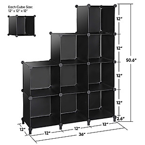 ZenStyle Closet Organizers and Storage 9 Cube Shelves Plastic Stackable Multifunctional DIY Modular Closet Cabinet for Bedroom Living Room Office, Black