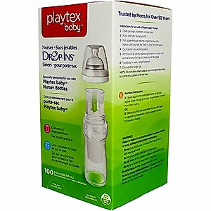 Playtex Baby Nurser Drop-Ins Baby Bottle Disposable Liners, Closer to Breastfeeding, 8 Ounce - 100 Count