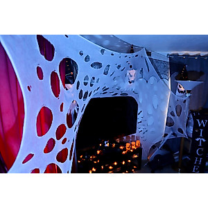 Giant Spider Web Halloween Decorations Outdoor, Stretchy 450 sqft Spooky Spider Web, Cut-Your-Own Flexible Spider Webbing for Halloween Party, Haunted House Outdoor Indoor