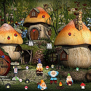 Gnomes Fairy Resin Statues Miniature Fairy Garden Accessories Mini Dwarf Figurine Fairy Miniature Ornament DIY Kit Micro Landscape Ornaments for Outdoor Indoor Patio Yard Lawn Garden (Fire Gnomes)