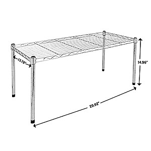 Simple Deluxe Heavy Duty 1-Shelf Shelving, Adjustable Storage Units, Steel Organizer Wire Rack, 29.92" W x 13.78" D x 14.96" H, Chrome