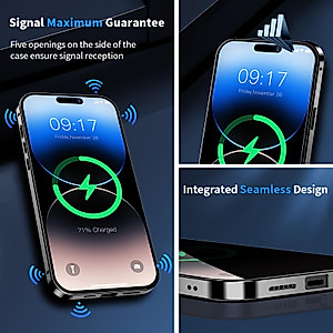 Upholyee [CD Metal Ring & Automatic Pop-up Lock Magnetic Privacy Case for iPhone 13 Pro Max [Compatible with MagSafe] [Integrated Lens Protection] Full Body Bumper Cover with Built-in 9H Glass-Black