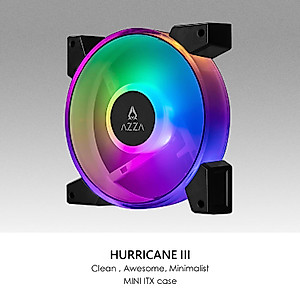 AZZA Hurricane III ARGB Case Fan 120mm, Hub Included - 4 Pack