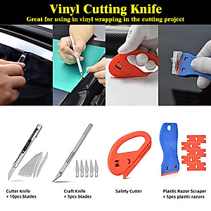 REEVAA Vinyl Wrap Tool Kit for Car, Tint Wrapping Kit with Apron Waist Bag, Magnet Holder Micro Wrap Stick Squeegee, PPF Squeegee Kit, Essential kit for Vehicle Film Installing