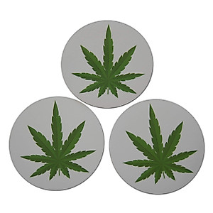 Novel Merk Marijuana Leaf Refrigerator Magnets – Vinyl 3” Round Flat Magnets for Fridge, Lockers, Home Kitchen and Weed Decor – Self Adhesive to Metal Surfaces (12 Pack)