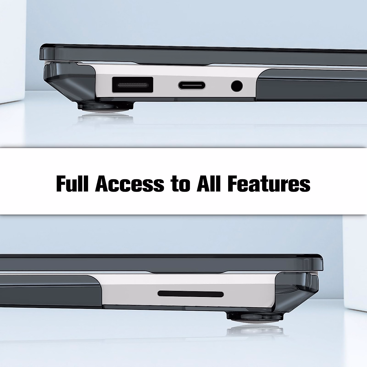 Fintie Case for 15 Inch Microsoft Surface Laptop 5 4 3 with Metal Keyboard (Model: 1872/1873/1953/1979) - Protective Slim Snap On Hard Shell Cover, Crystal Black