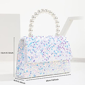 jascaela Women's Evening Handbag Cocktail Party Clutch Purse Pearl Top Handle Evening Bag