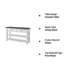 Martin Svensson Home Monterey Solid Wood Sofa Console Table White with Grey Top