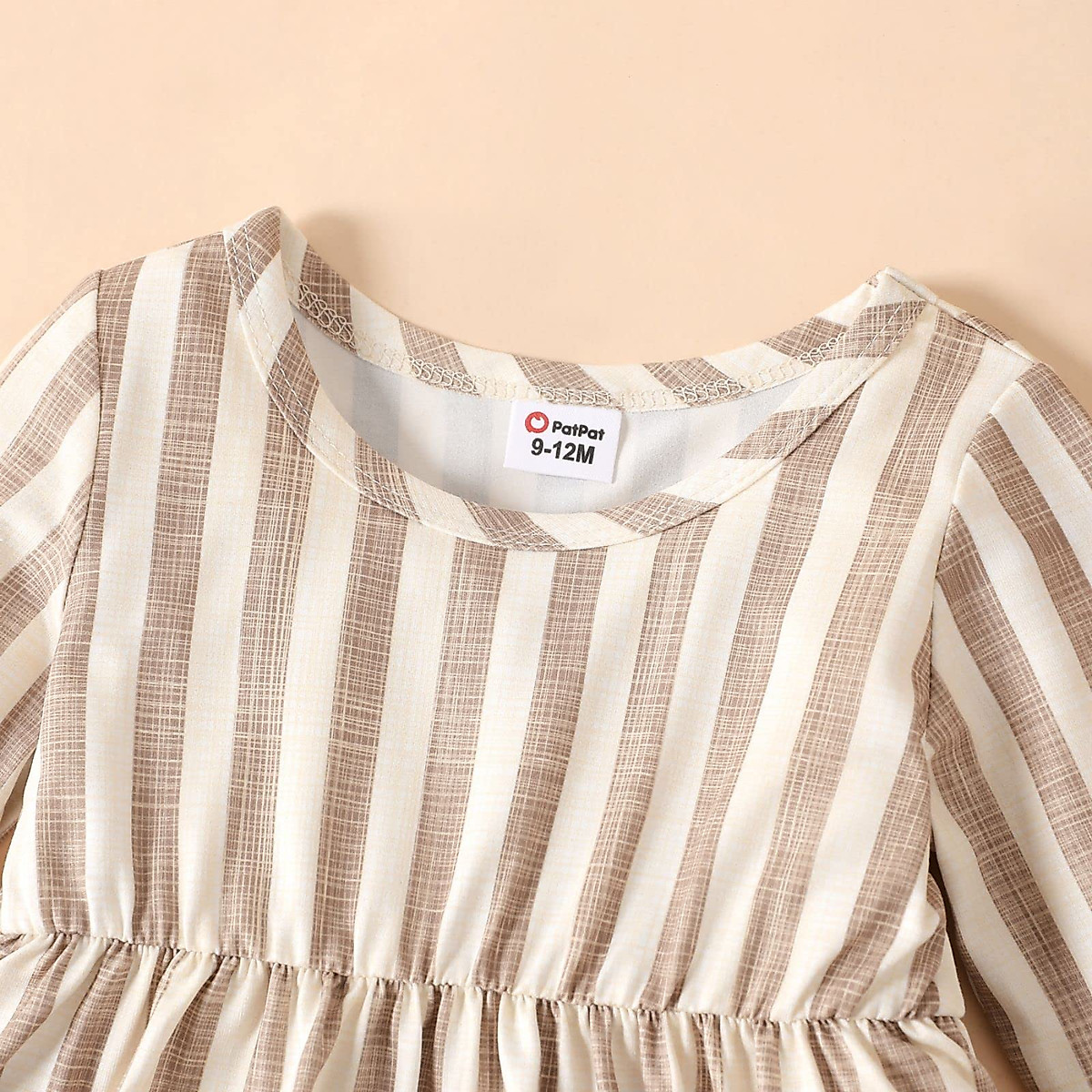 PATPAT Baby Girl Dress Infant Girls Long Sleeve Casual Dress Round Neck Floral Print A-Line Dress