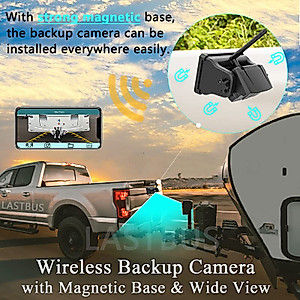 Magnetic Wireless Backup Camera - LASTBUS Rechargeable Magnetic WiFi Backup Camera for Easy Hitching Gooseneck Horse Boat Travel Trailer Fifth Wheels RV Camper for iPhone iPad Android, Easy to Install