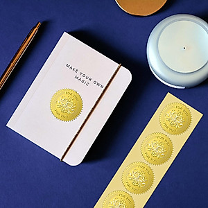 BENECREAT 100 Packs For You Vintage Filigree Embossed Gold Foil Stickers Vintage Filigree Self Adhesive Certificate Seals for Graduation, Notary Seals