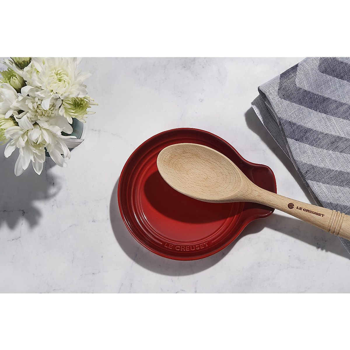 Le Creuset Signature Stoneware Spoon Rest, 6 Inches, Oyster