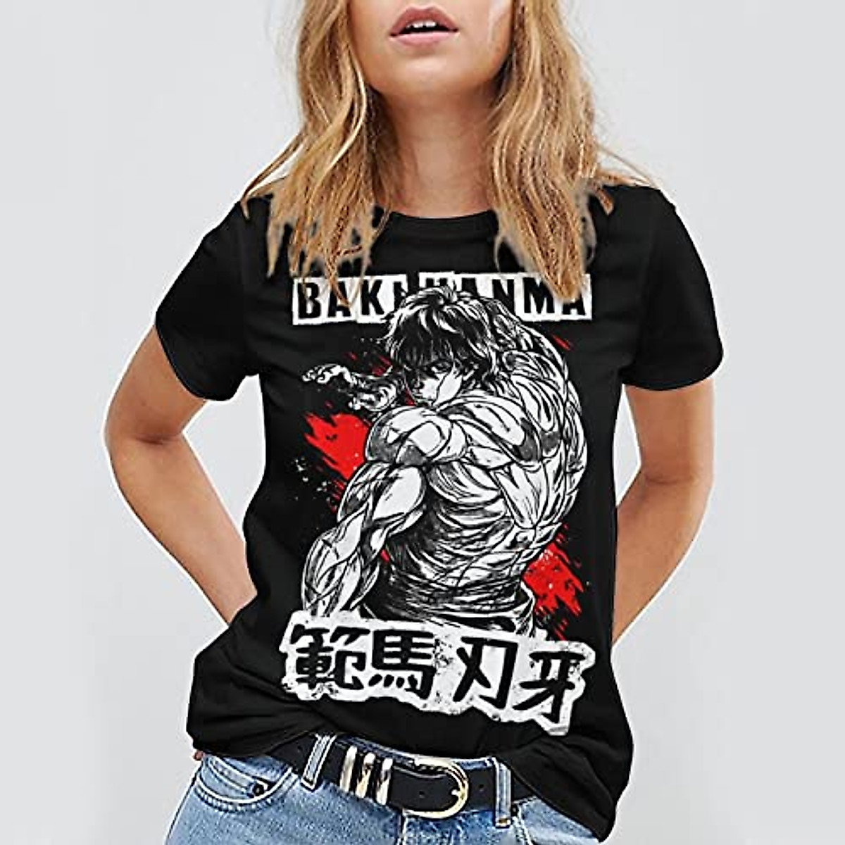 Baki The Grappler Men's Novelty Casual T-Shirt Cartoon Fashion Short Sleeve Crewneck Athletic Tee Unisex Funny Tops L