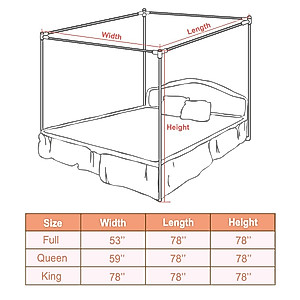 Stainless Steel Canopy Bed Frame Queen Size, Bed Post Poles Bed Canopy Frame, Thicken Bed Frame Bracket for Metal Bed Wood Bed Mosquito Curtains Bedroom Decor
