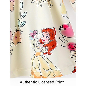 Disney Princess Belle Baby Girl Dress Fall Casual Ruffle Long-Sleeve Baby Clothes A Line Floral Character Print Dresses Yellow 3-6 Months