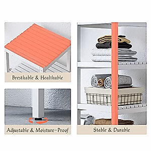 IOTXY Open Shelving Storage Rack - 3-Tier Freestanding Solid Wood Shelves Unit, Multipurpose Display Stand for Bathroom Living Room Laundry, Square Corner Rack, Bookshelf, White