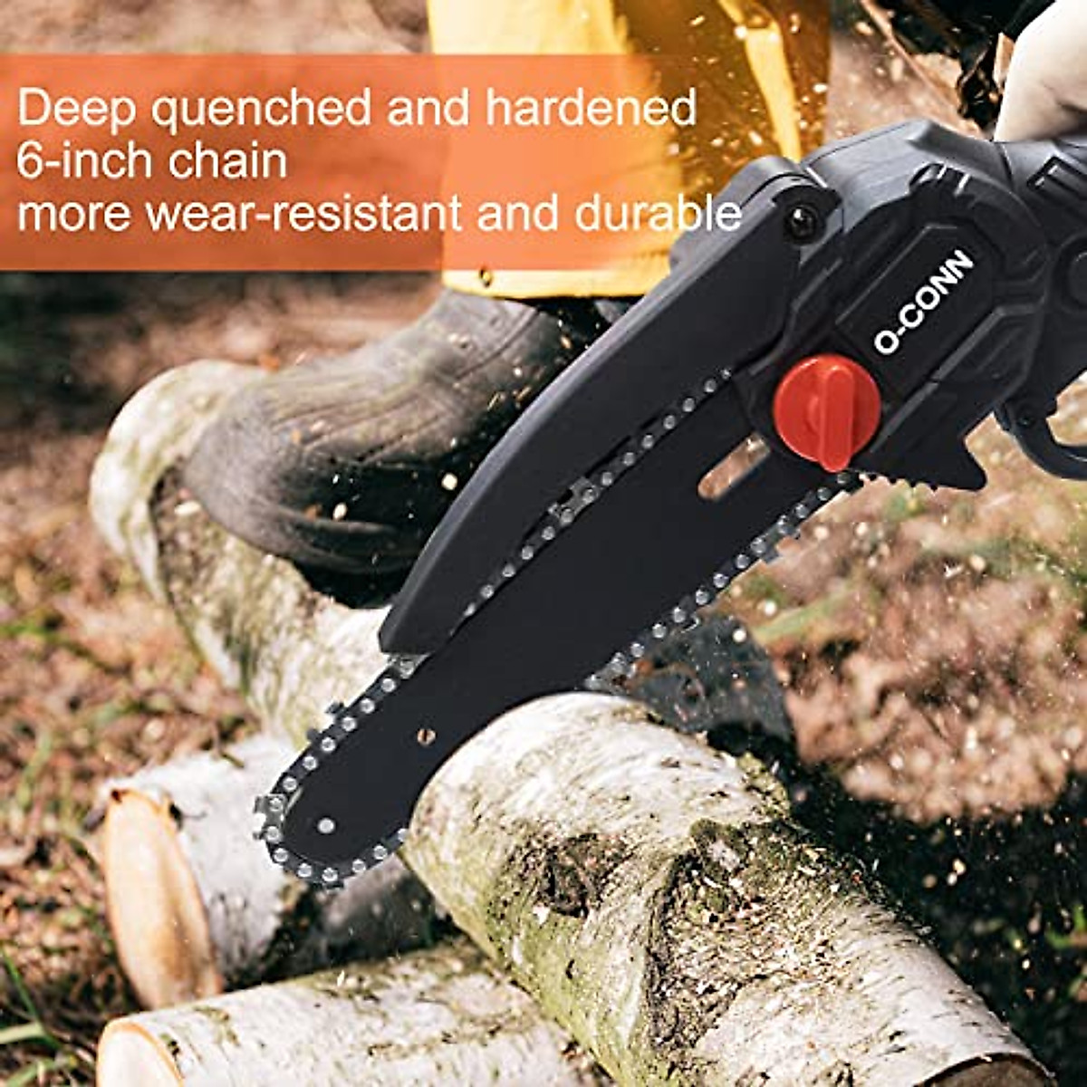 O-CONN Mini Chainsaw Chain, 6-Inch Replacement Guide Saw Chain for 6 inch Mini Cordless Electric Portable Battery Powered Handheld Chainsaw (4 Pieces, 37 Drive Links)