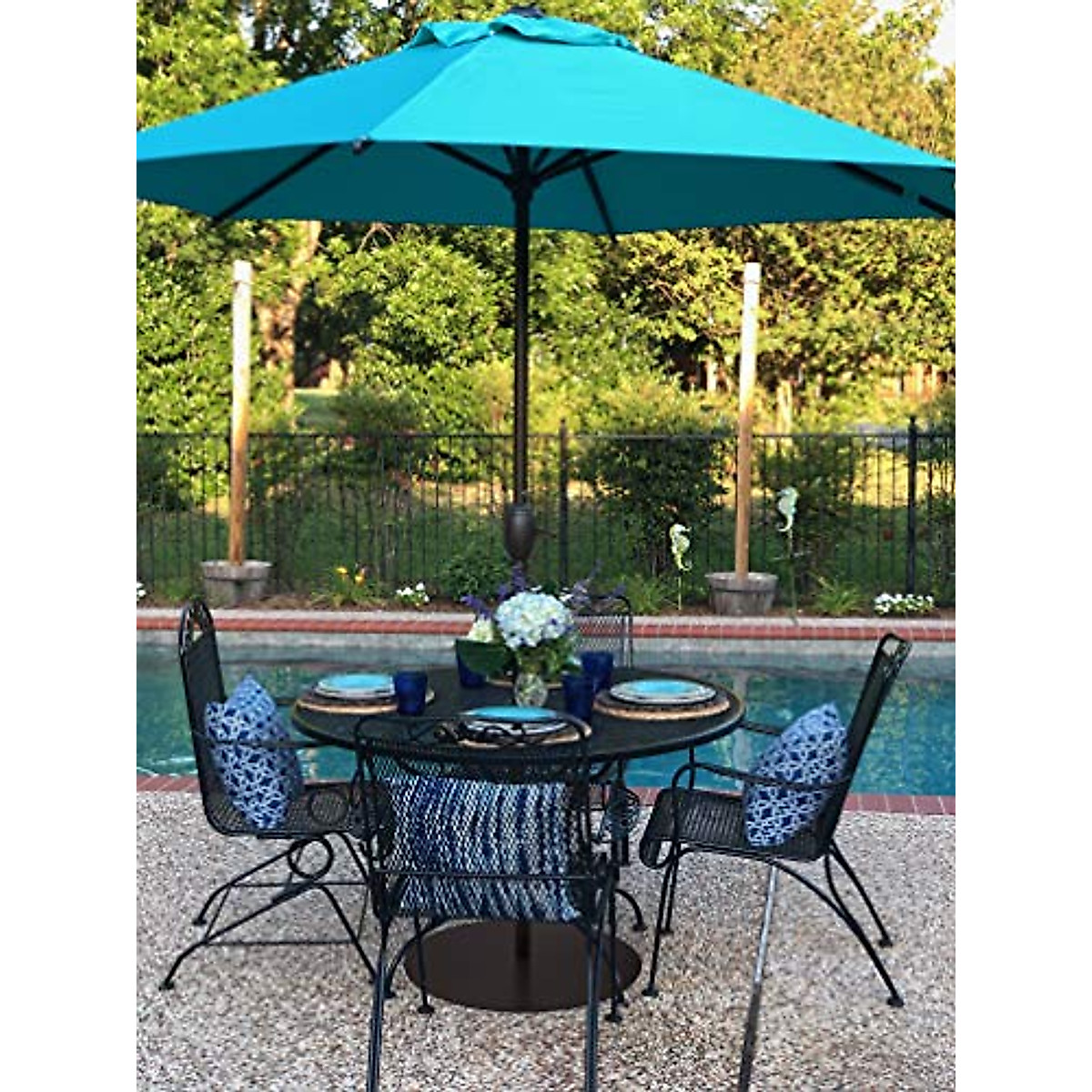 Abba Patio 55 lb Patio Umbrella Base Heavy Duty Round 28 inch Diameter Steel Outdoor Market Umbrella Base Stand for Deck, Lawn, Garden, Pool, Brown