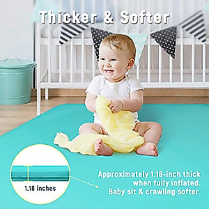 Minnebaby Hexagon Playpen Mat Compatible with Graco Traveler Playard & Regalo Play Yard, Self Inflating Playard Pad, Comfortable and Portable Playmat with Carrying Bag - Blue