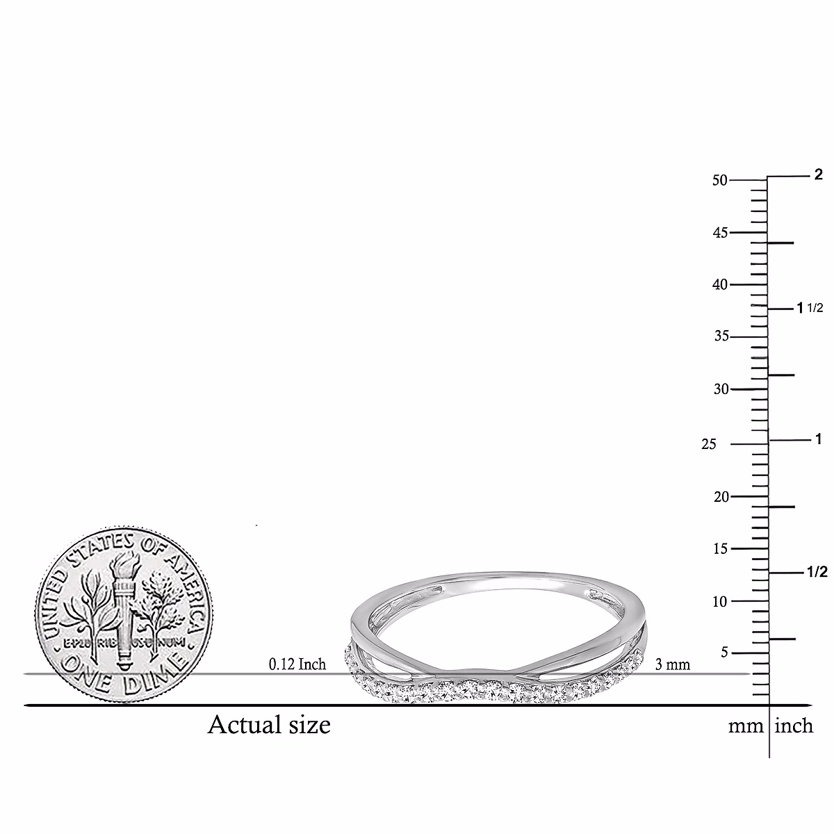 Dazzlingrock Collection Round Lab Grown Diamond Wedding Guard Contour Band for Women (0.25 ctw, Color H-I, Clarity SI2) in 925 Sterling Silver Size 6